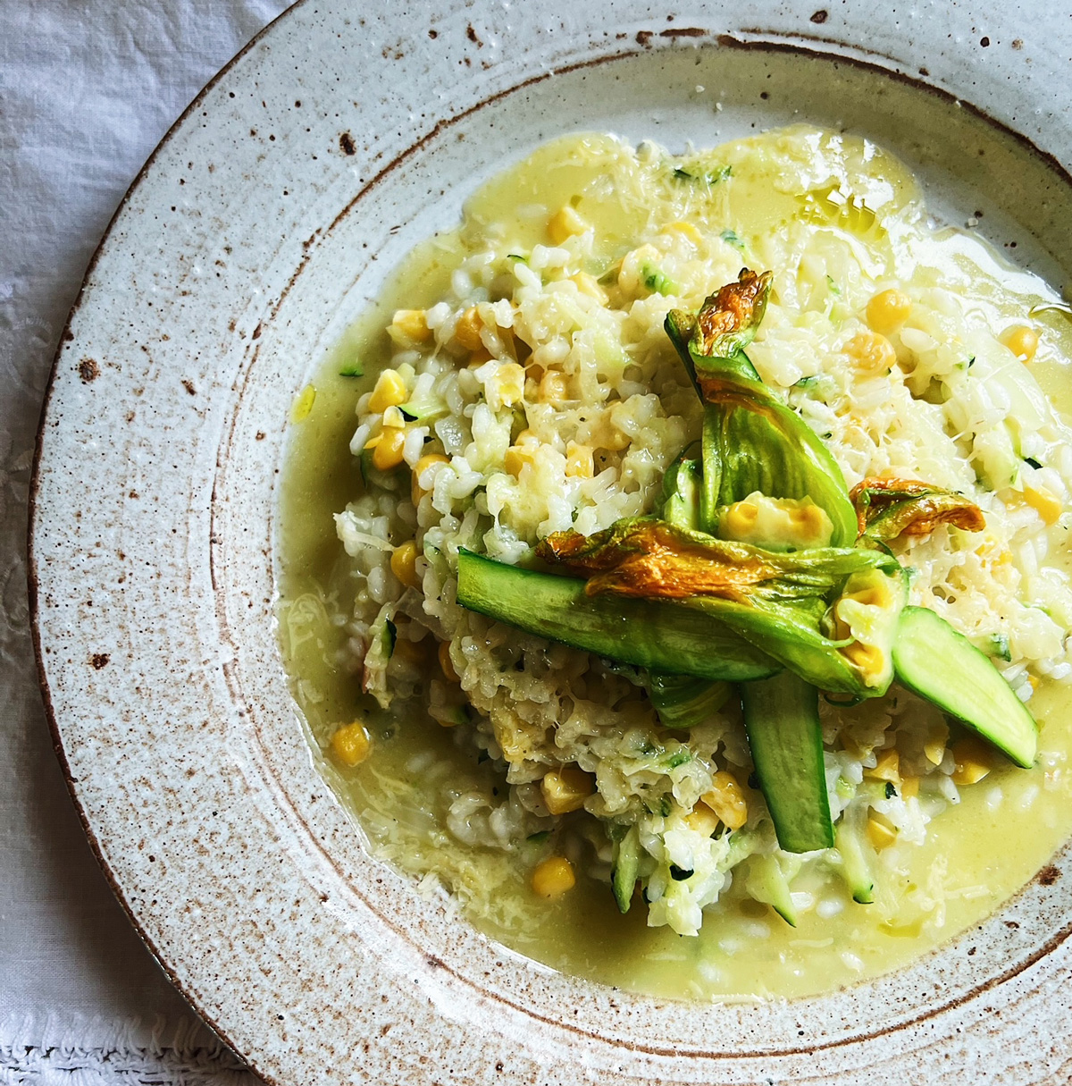 Corn and zucchini risotto - Simmone Logue